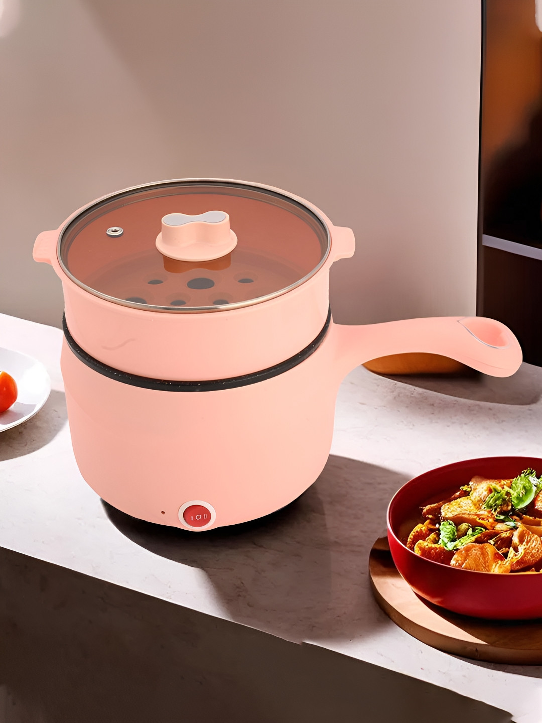 Buy Kuber Industries Peach 450W Non Stick Electric Cookers 1.8 L ...