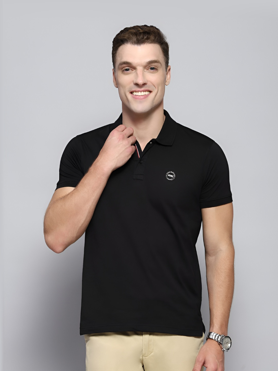 Buy Cloak & Decker By Monte Carlo Men Solid Polo Collar T Shirt ...