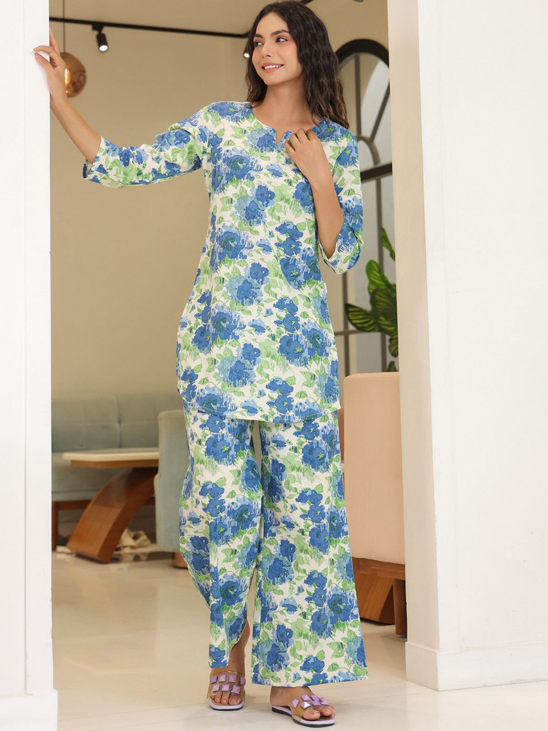 Buy JISORA Printed Printed Pure Cotton Night Suits Set - Night Suits ...