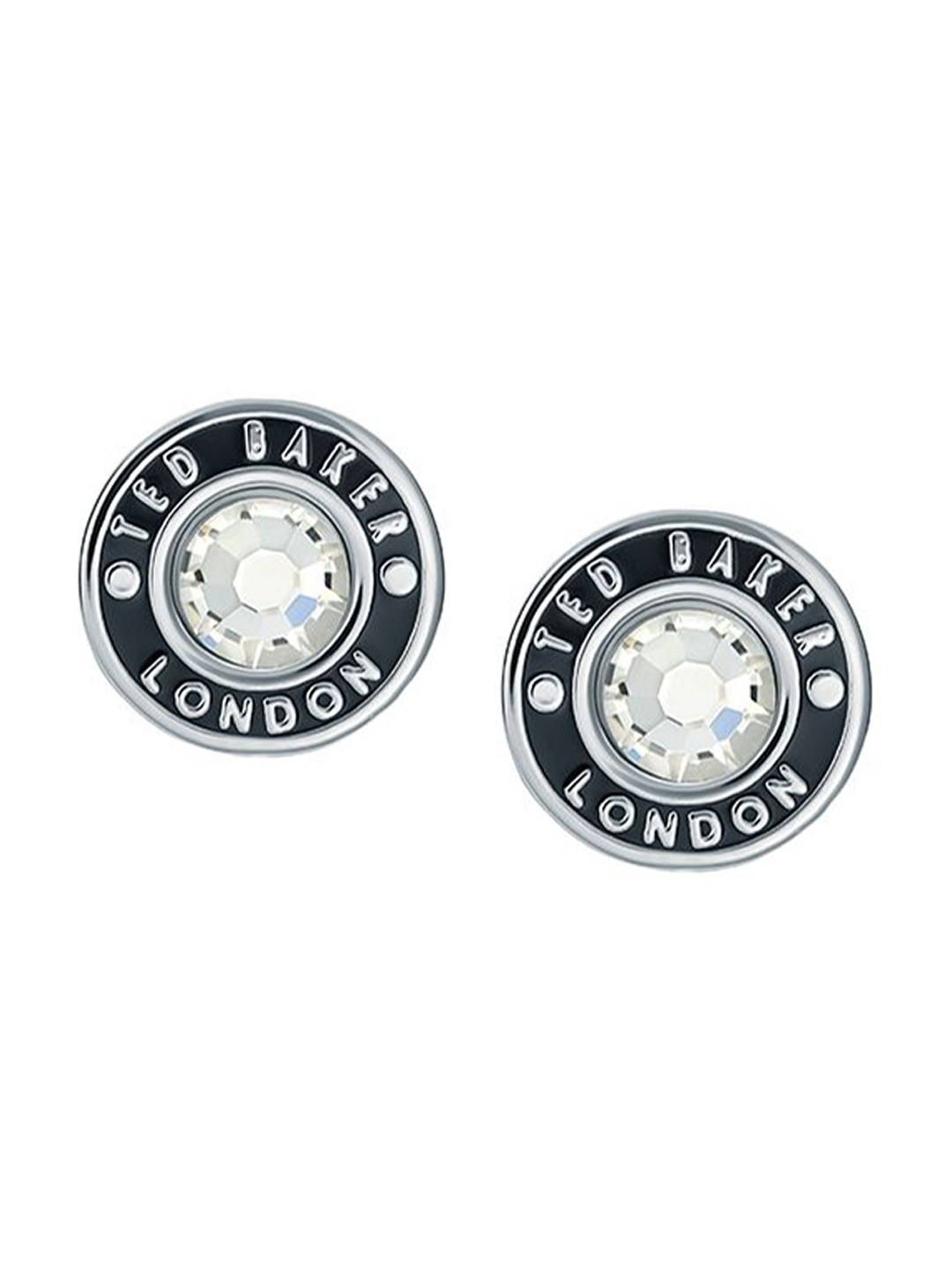 Buy Ted Baker Silver Plated Crystal Studded Button Stud Earrings ...