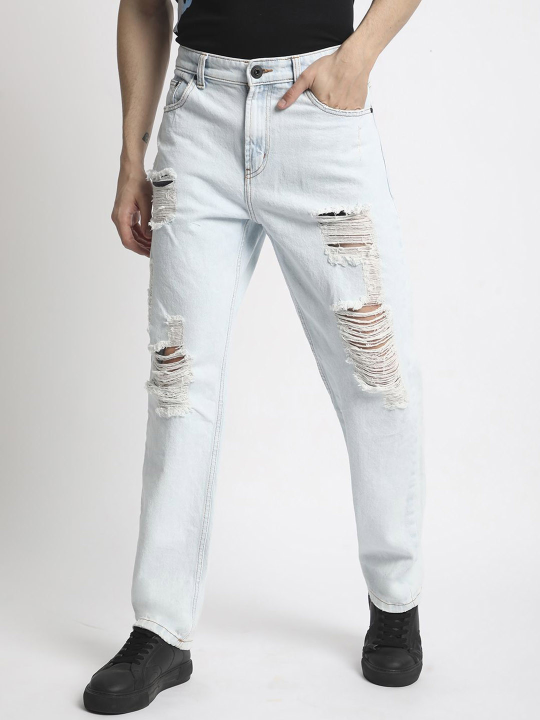 Buy The Roadster Lifestyle Co Men Straight Fit Pure Cotton Highly ...