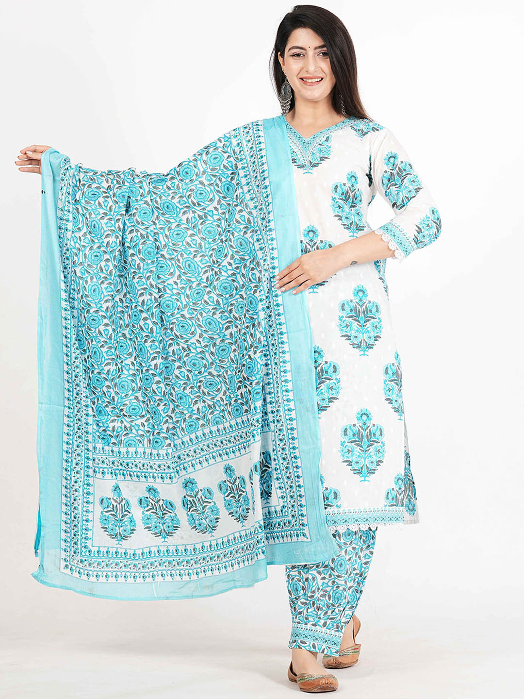 Buy JAFFRY EMBROIDERY Ethnic Motifs Printed Straight Pure Cotton Kurta ...