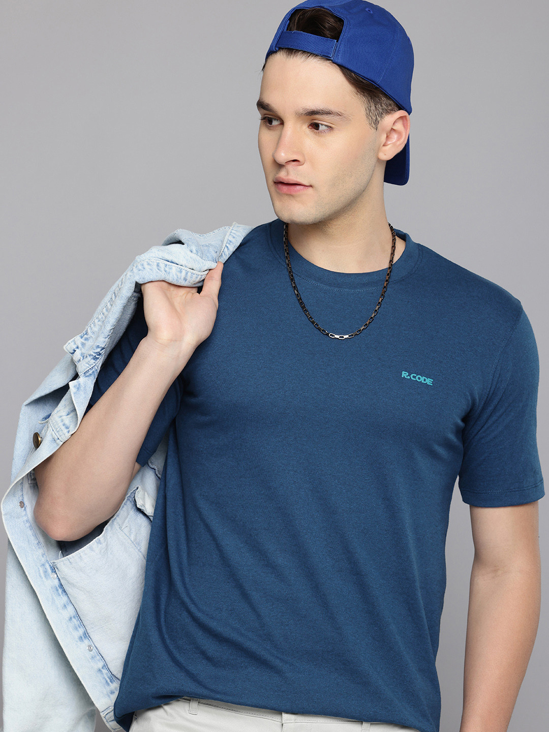 Buy R.Code By The Roadster Life Co. Men Brand Logo Printed T Shirt ...