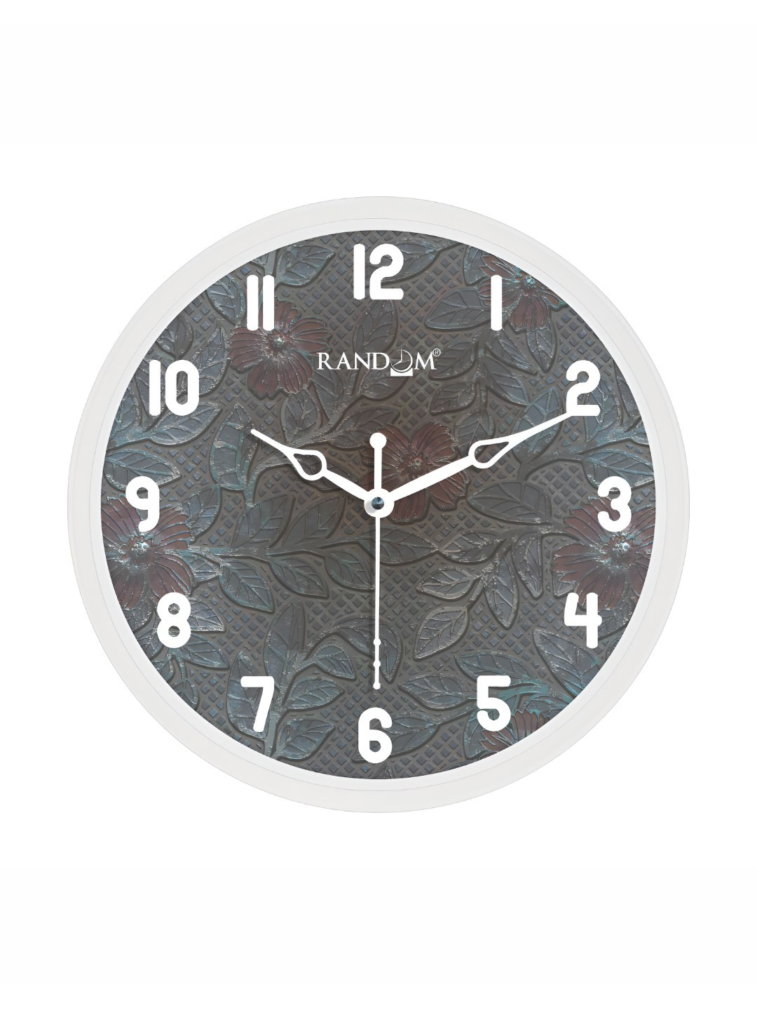 Buy RANDOM Grey & Blue Printed Contemporary Analogue Round Wall Clock ...