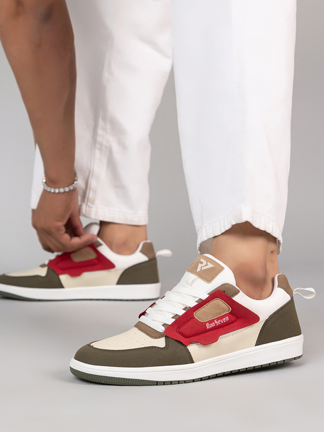 Buy RUN SEVEN Men Colourblocked PU Sneakers - Casual Shoes for Men ...