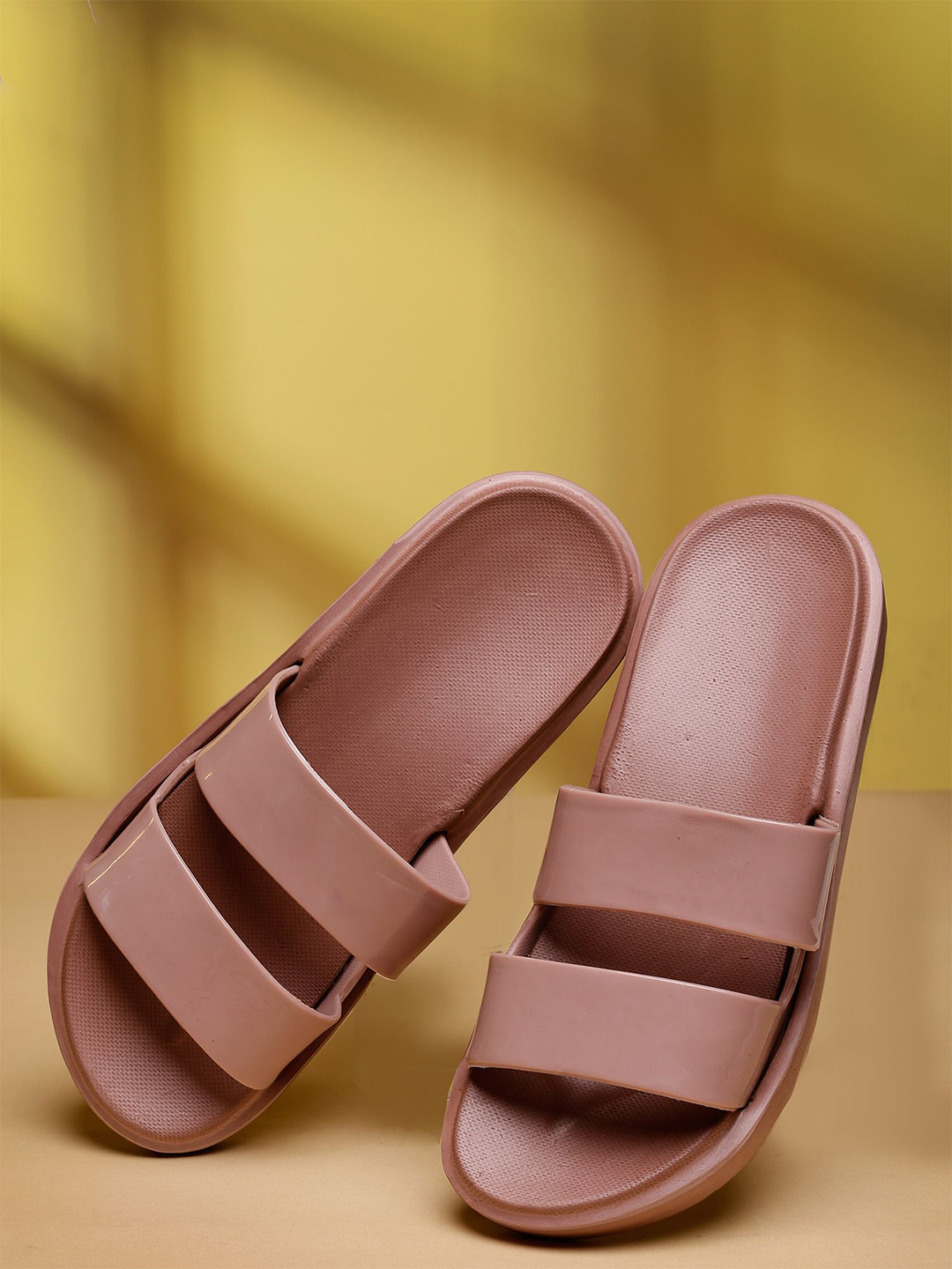 Buy JUMPLITE Women Solid Open Toe Rubber Sliders - Flip Flops for Women ...