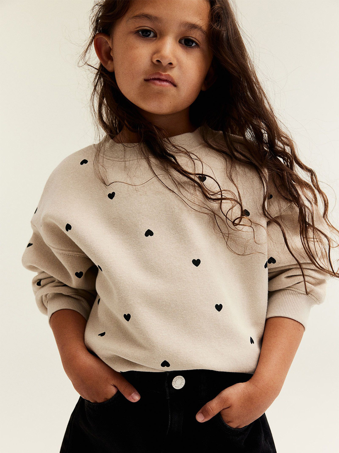 Buy H&M Girls Printed Drop Shoulder Sweartshirt - Sweatshirts for Girls ...