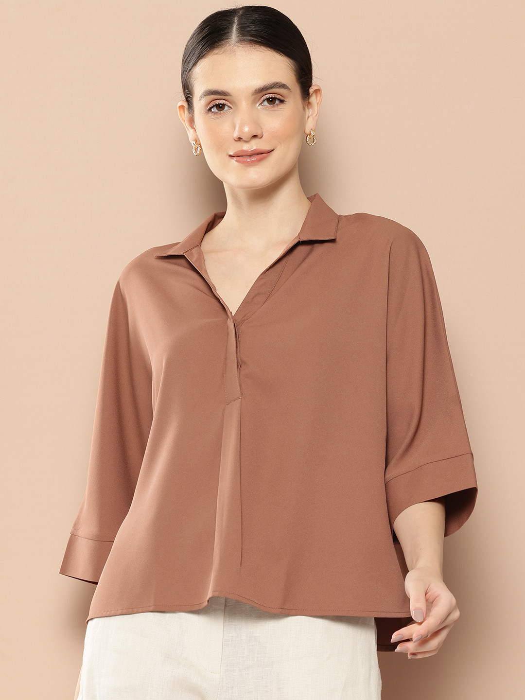 Buy Her By Invictus Women Solid Extended Sleeves Shirt Style Top - Tops ...
