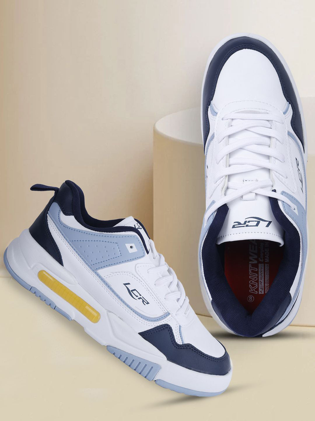 Buy Lancer Men Colourblocked Round Toe Lace Ups Memory Foam Sneakers ...