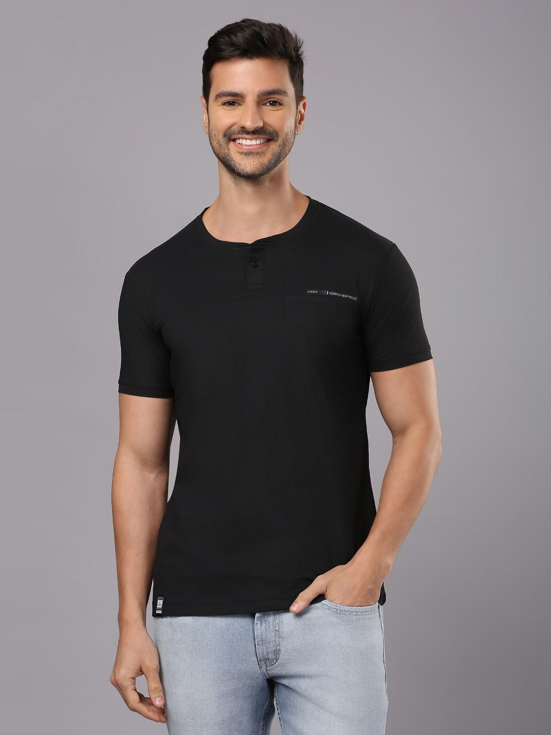 Buy Klub Fox Men Solid Henley Neck Cotton T Shirt - Tshirts for Men ...