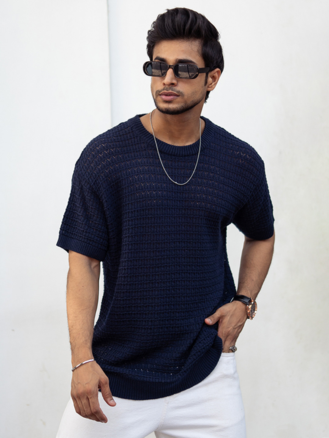 Buy Powerlook Men Solid Round Neck Cotton Oversized T Shirt - Tshirts ...