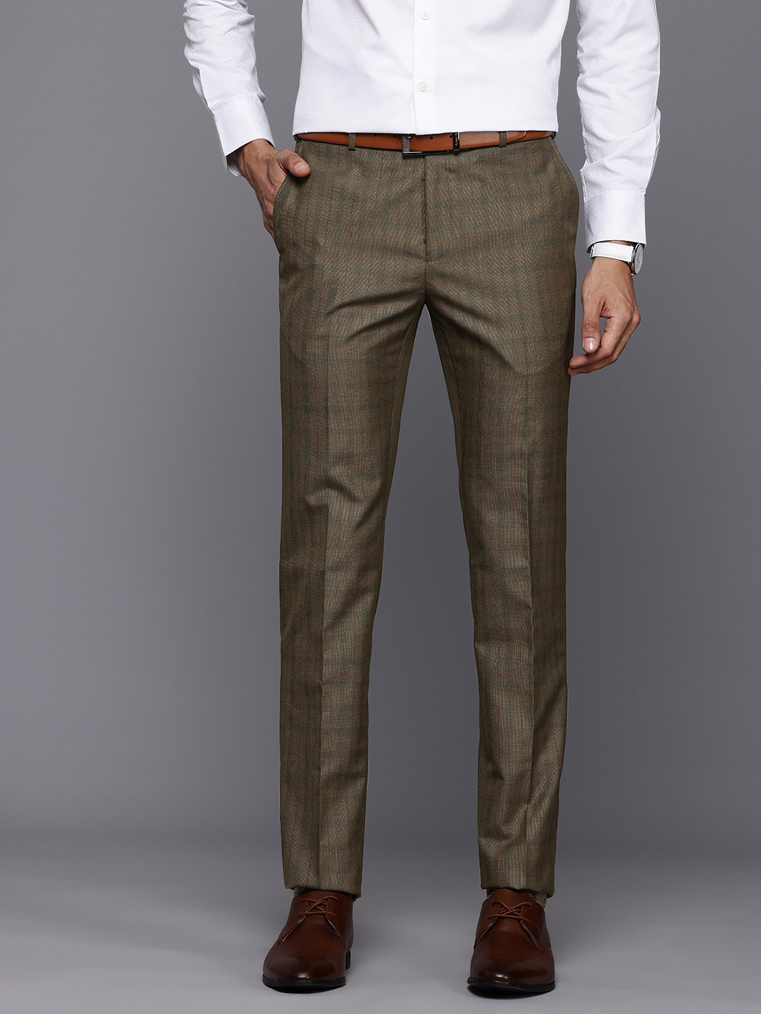 Buy Raymond Men Checked Slim Fit Formal Trousers - Trousers for Men ...
