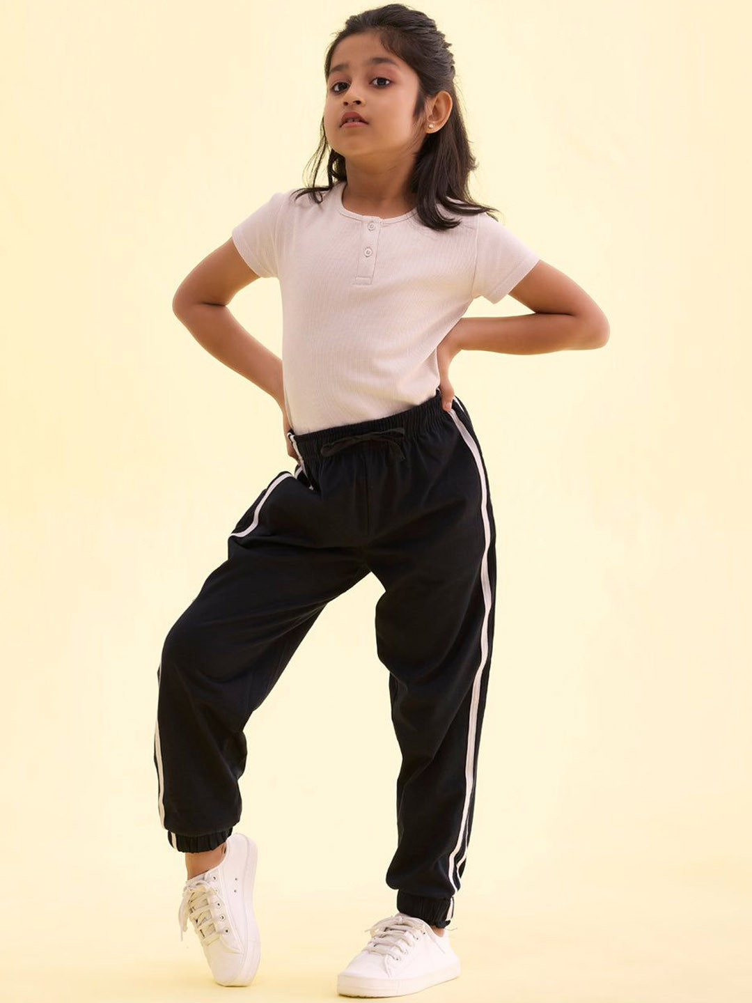 Buy Go Colors Girls Cotton Relaxed Fit Cotton Mid Rise Joggers - Track ...