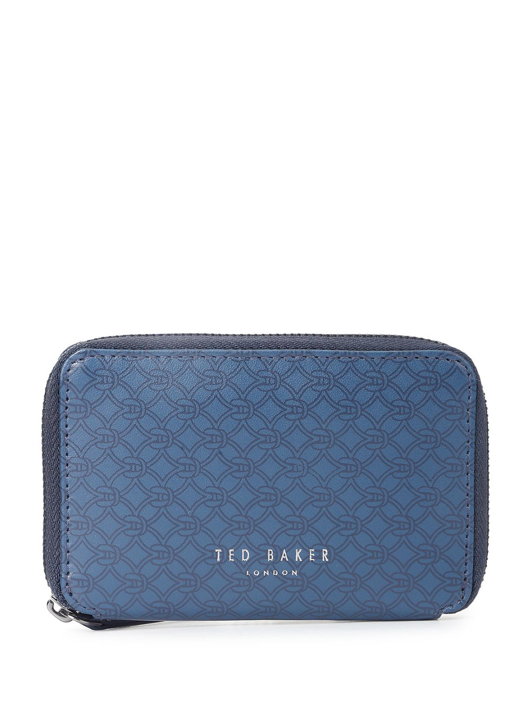 Buy Ted Baker Men Abstract Printed Zip Detail Leather Zip Around Wallet ...