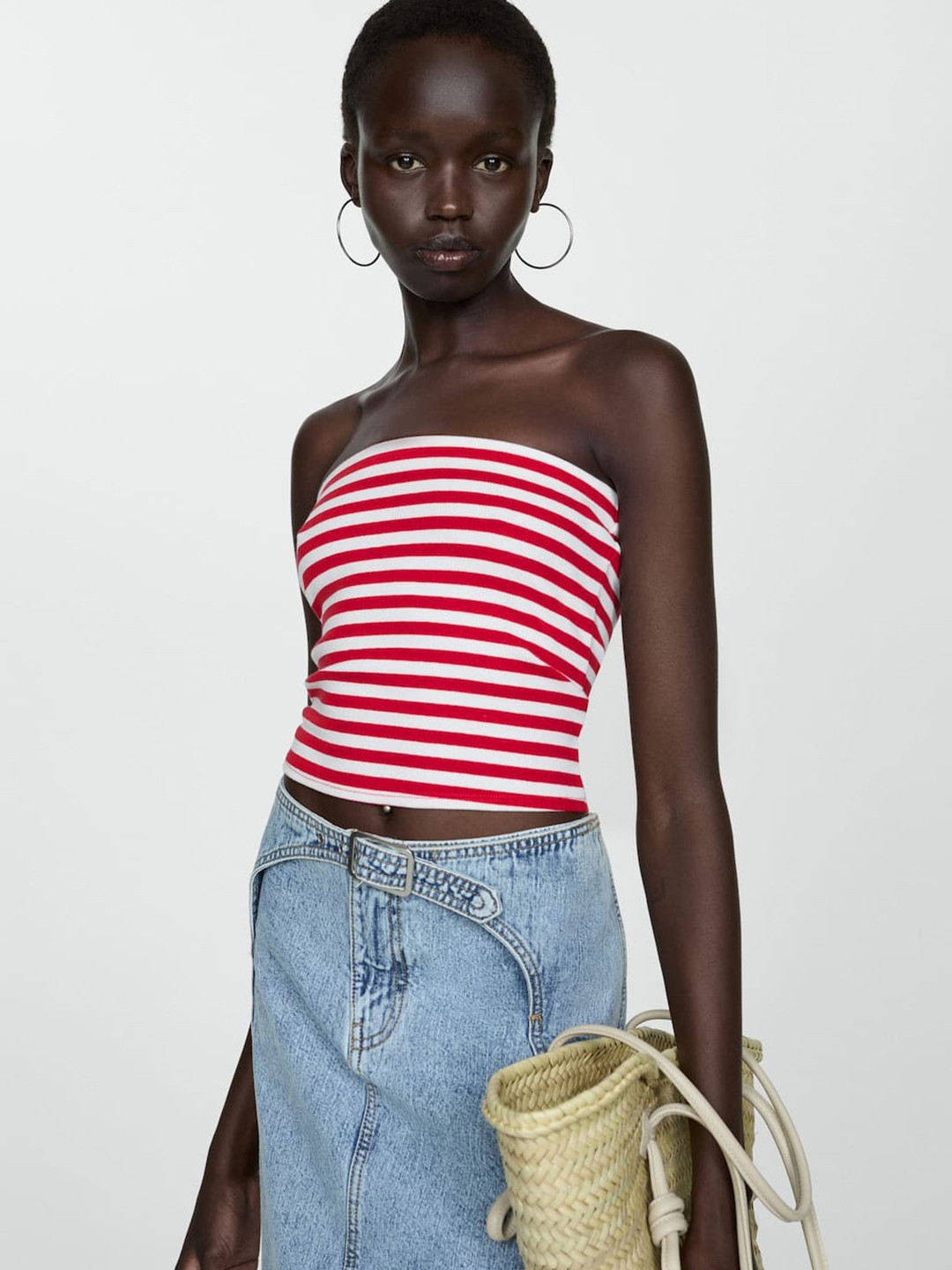 Buy MANGO Striped Cotton Bandeau Top - Tops for Women 30176207 | Myntra