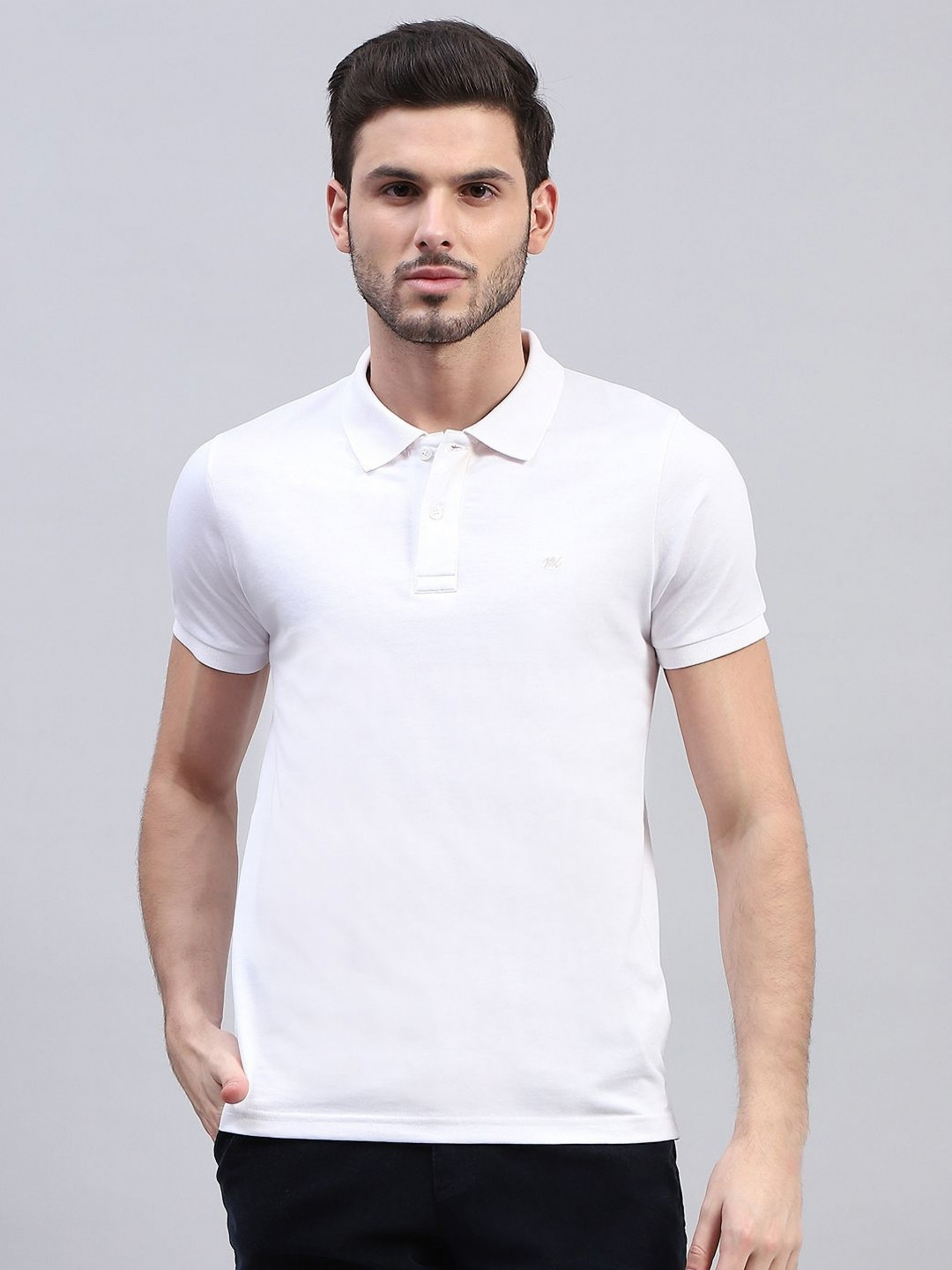 Buy Monte Carlo Men Solid Polo Collar Cotton T Shirt - Tshirts for Men ...