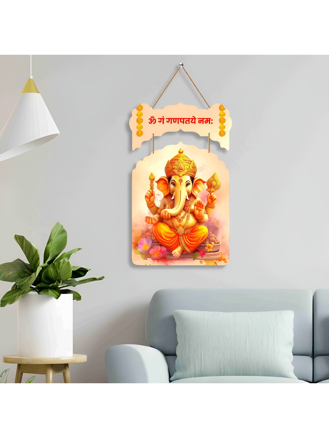 Buy SAF Red & Orange God Ganesha Printed Wooden Wall Hangings - Wall ...
