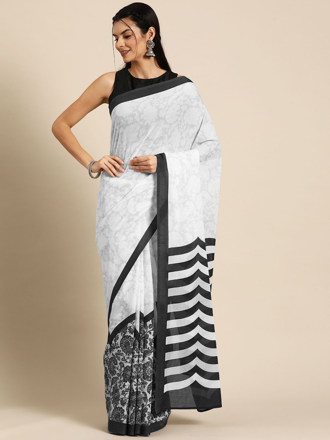 Buy BUTA BUTI Ethnic Motifs Printed Pure Cotton Saree - Sarees for ...