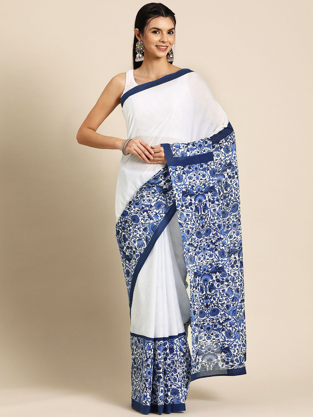 Buy BUTA BUTI Printed Border Pure Cotton Saree - Sarees for Women ...