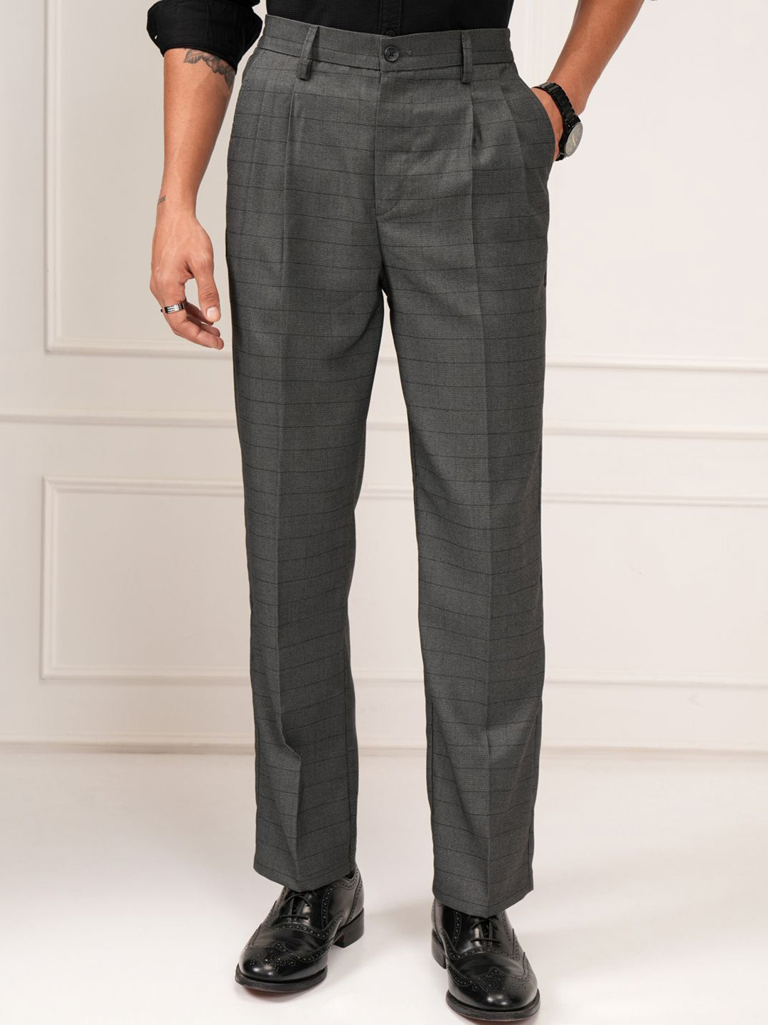 Buy HIGHLANDER Men Solid Slim Fit Mid Rise Formal Trousers - Trousers ...