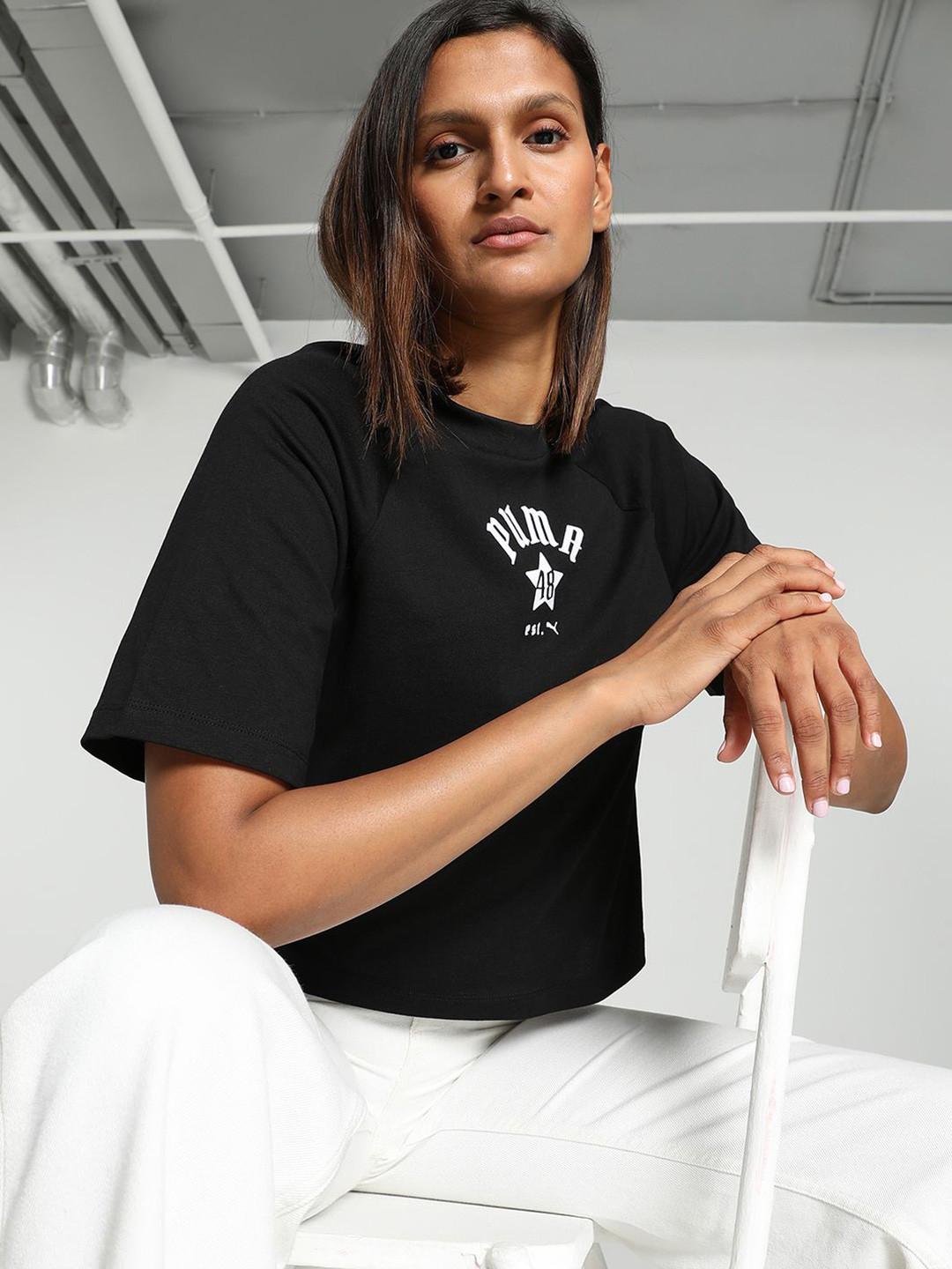 Buy Puma Classics Play Loud Paris Relaxed Fit Tee - Tshirts for Women ...