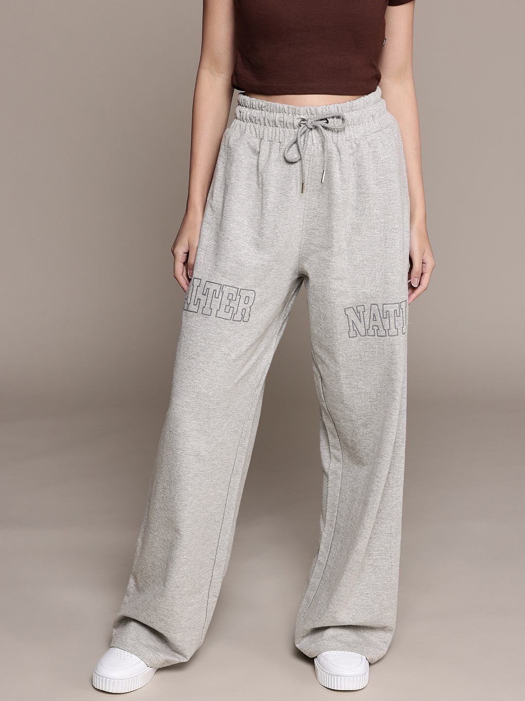 Buy The Roadster Lifestyle Co. Women Printed Flared Baggy Track Pants ...