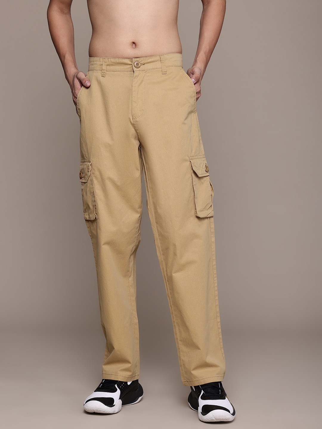Buy The Roadster Life Co. Men Straight Fit Chinos Cargos Trousers ...