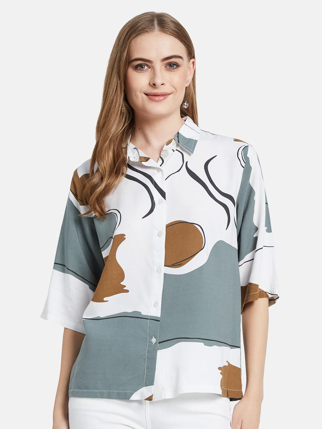 Buy METTLE Women Abstract Printed Casual Shirt - Shirts for Women ...