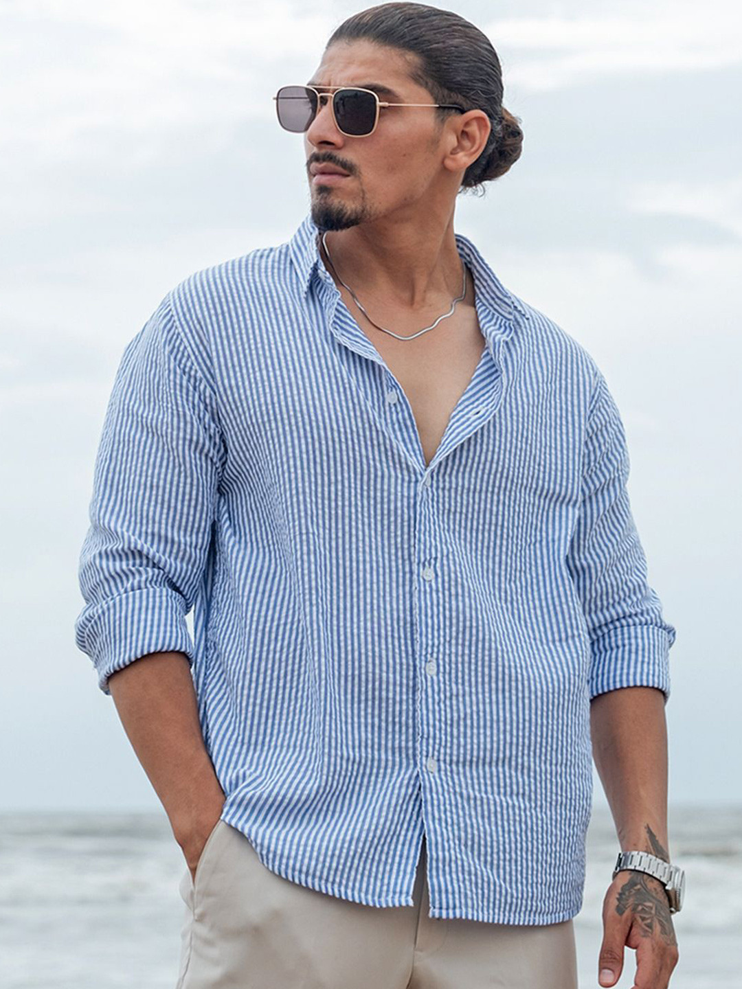 Buy Powerlook Men Micro Checks Checked Casual Shirt - Shirts for Men ...