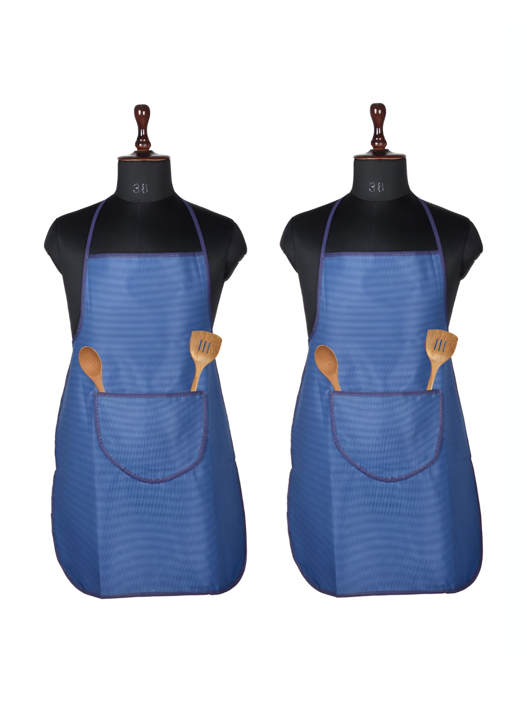 Buy Kuber Industries Blue 2 Pieces Printed Aprons With Center Pocket ...