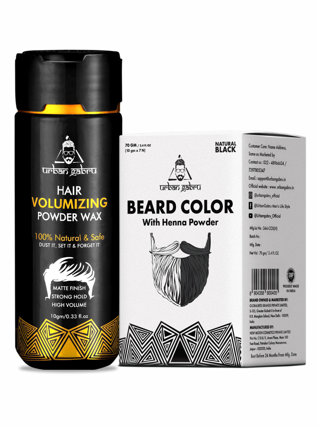 Buy URBANGABRU Hair Volumizing Powder Wax 10g & Beard Color With Henna ...
