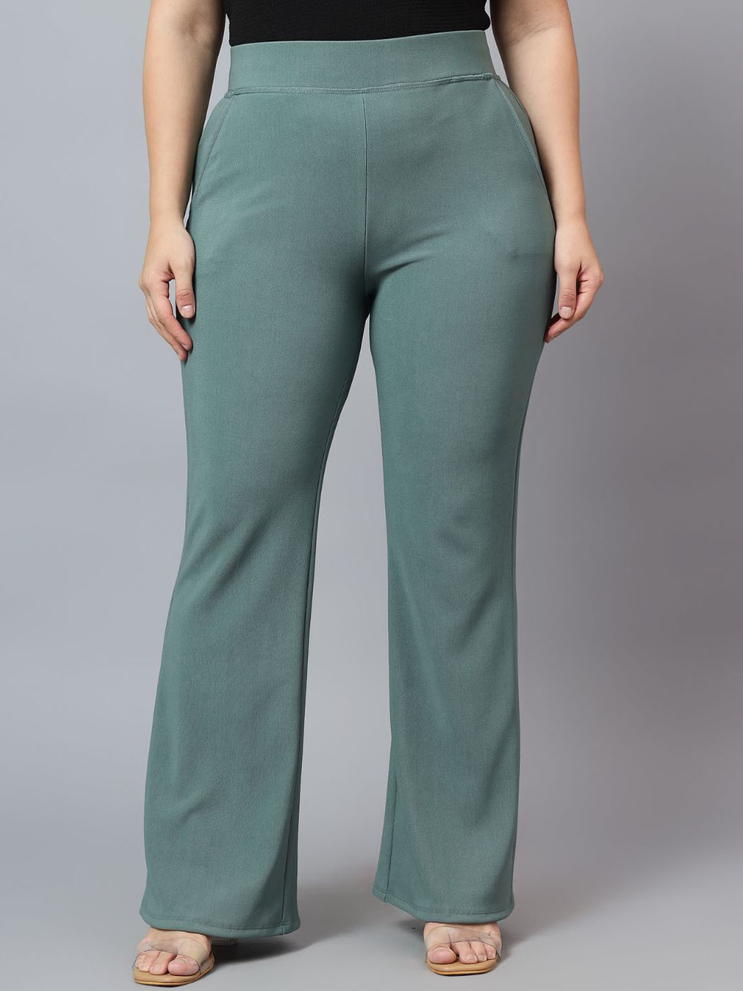 Buy BAESD Women Smart Flared High Rise Wrinkle Free Trousers - Trousers ...