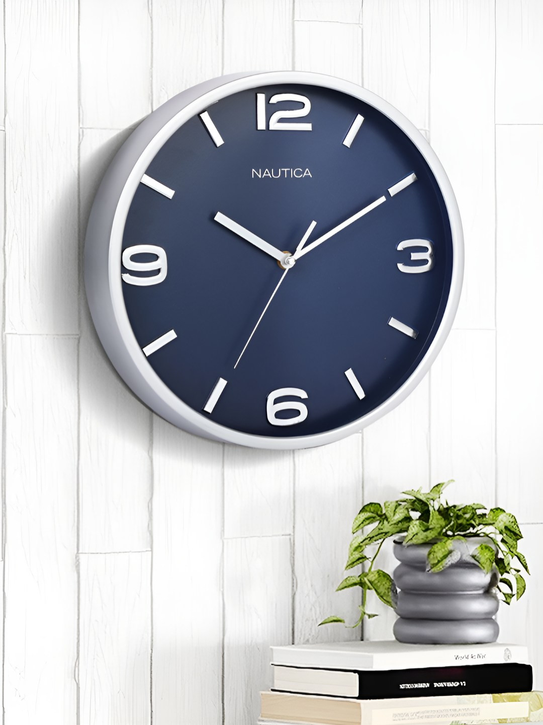 Buy Nautica Navy Blue Modern Wall Clock Latest Stylish & Quartz Silent ...