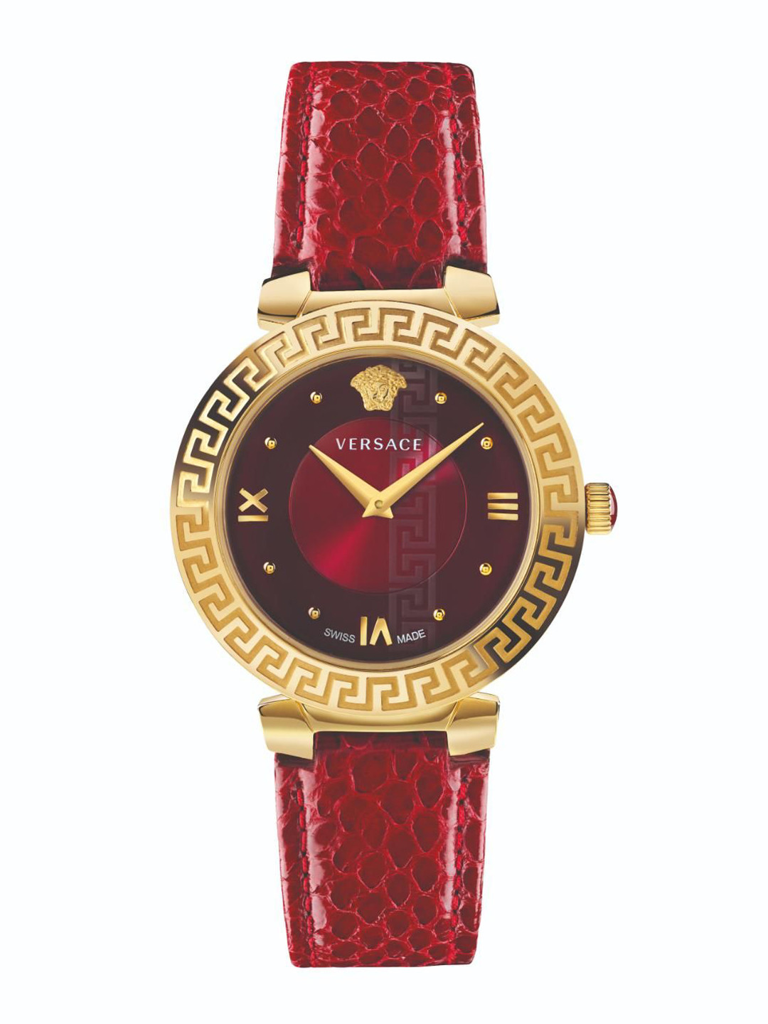 Buy Versace Women Round Printed Dial & Leather Textured Straps Analogue ...
