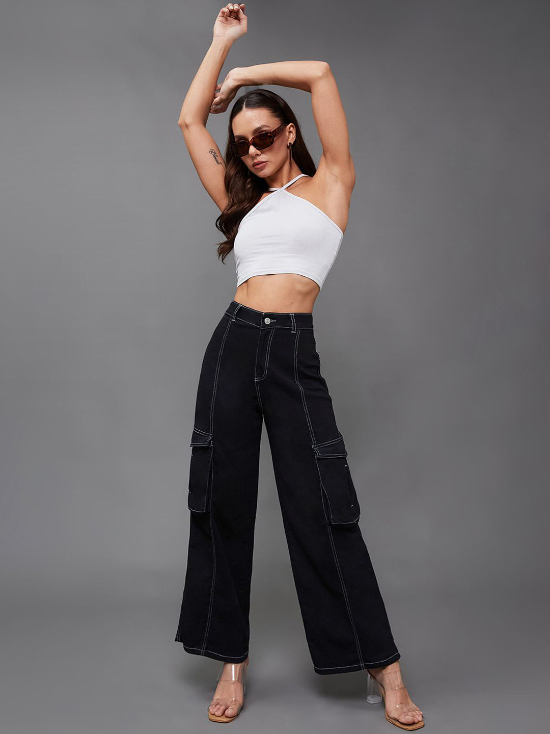 Buy Miss Chase Women Wide Leg High Rise Stretchable Jeans - Jeans for ...