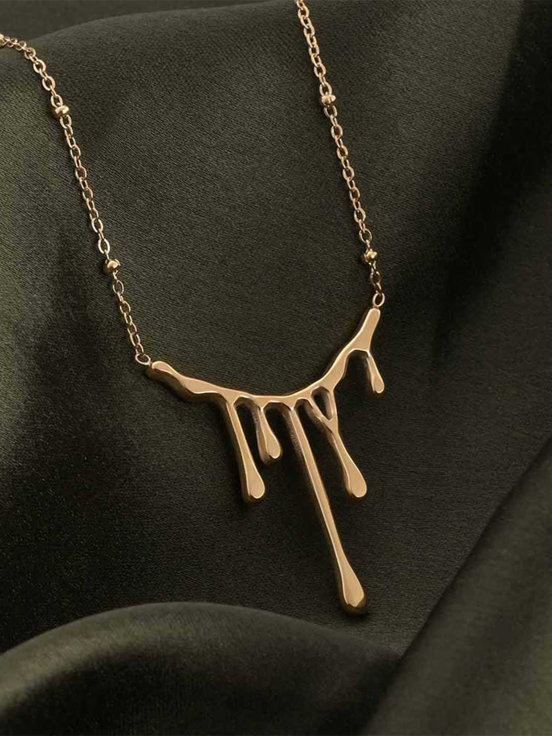 Buy PALMONAS Golden Spill Stainless Steel Gold Plated Minimal Design ...