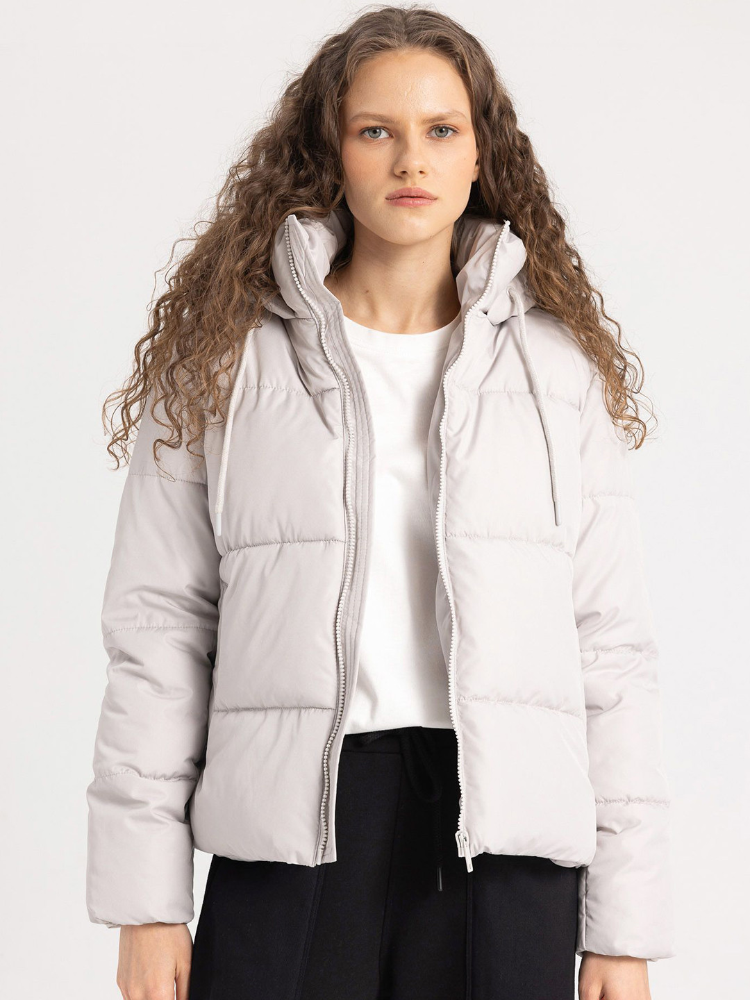 Buy DeFacto Women Crop Puffer Long Sleeves Jacket - Jackets for Women ...