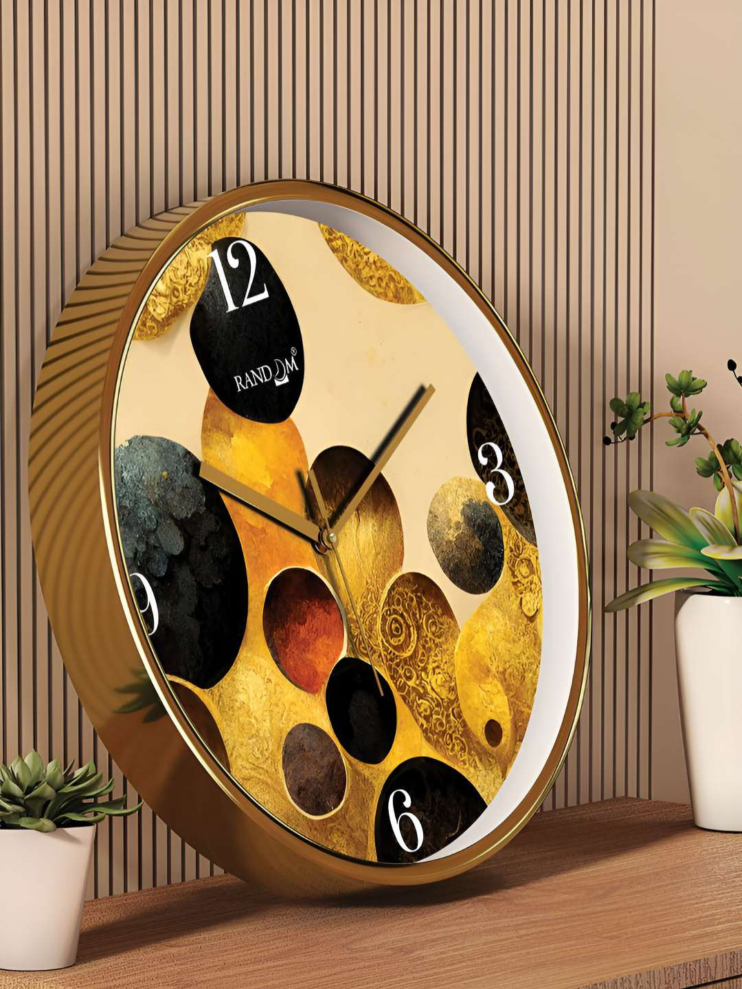 Buy RANDOM Printed Round Shaped Sweep Silent Movement Contemporary Wall ...