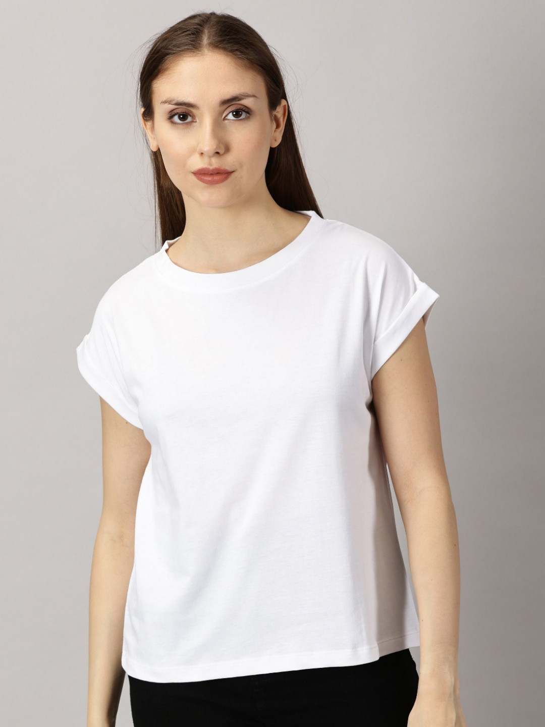 Buy THE HOLLANDER Women Solid Extended Sleeves T Shirt - Tshirts for ...