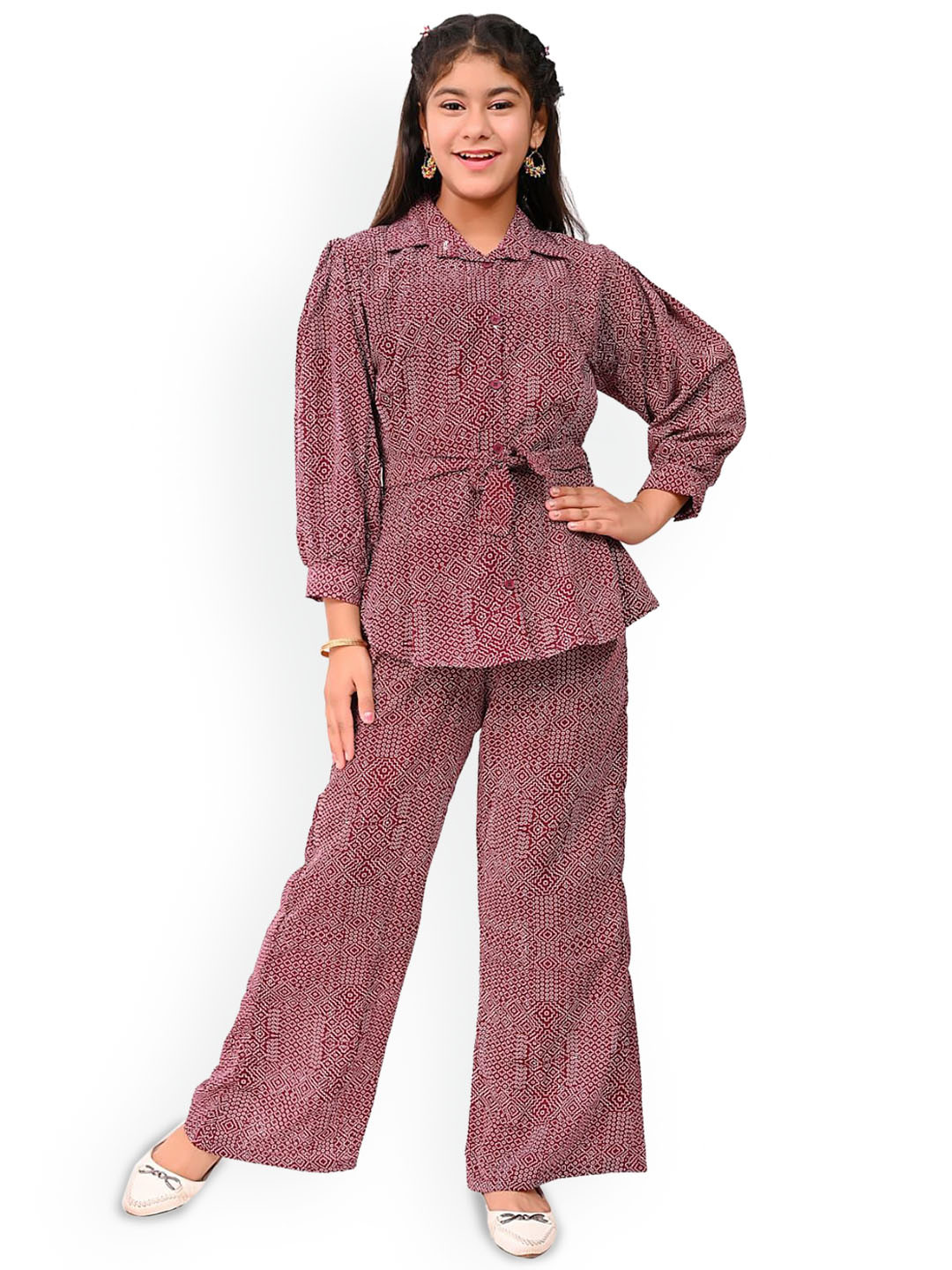 Buy FELLAMO Girls Printed Pure Cotton Shirt With Palazzos - Co Ords for ...