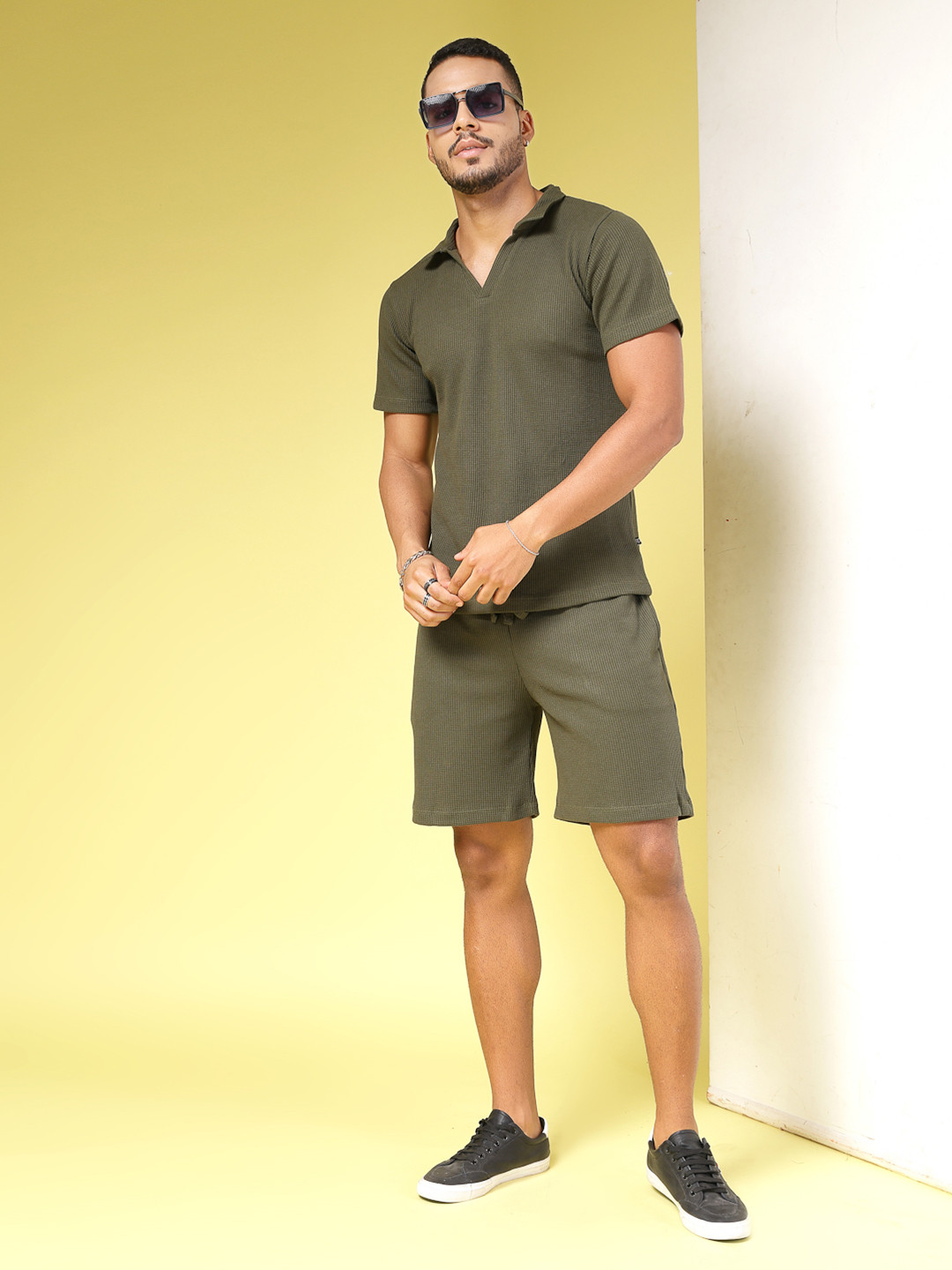Buy Rigo Men Solid Pure Cotton Waffle Co Ord Set - Co Ords for Men ...