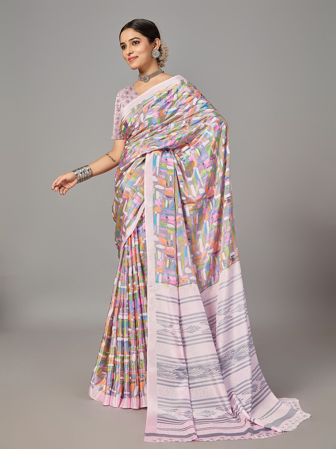 Buy NIRMAL CREATION Abstract Saree With Blouse - Sarees for Women ...