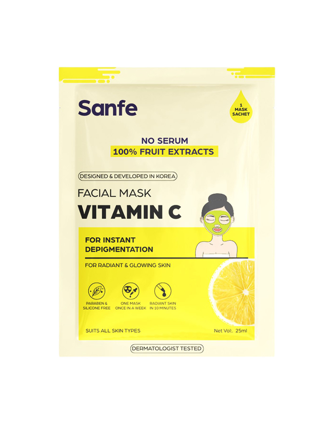Buy Sanfe Vitamin C Facial Mask 25ml - Mask And Peel for Unisex ...