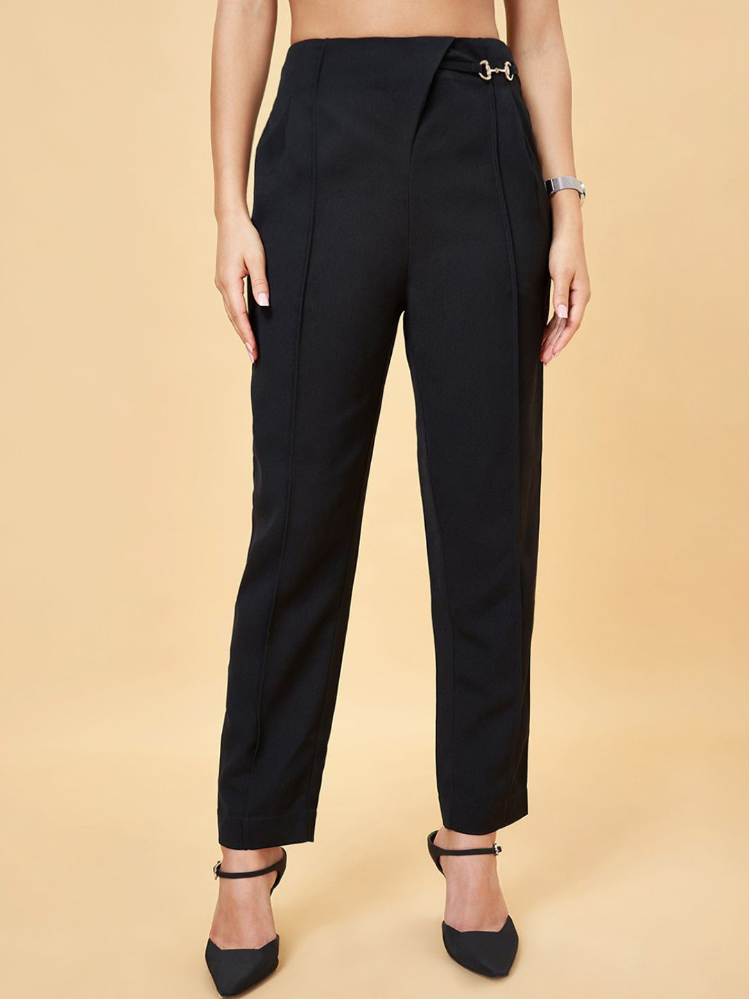 Buy Annabelle By Pantaloons Women High Rise Formal Trouser - Trousers ...