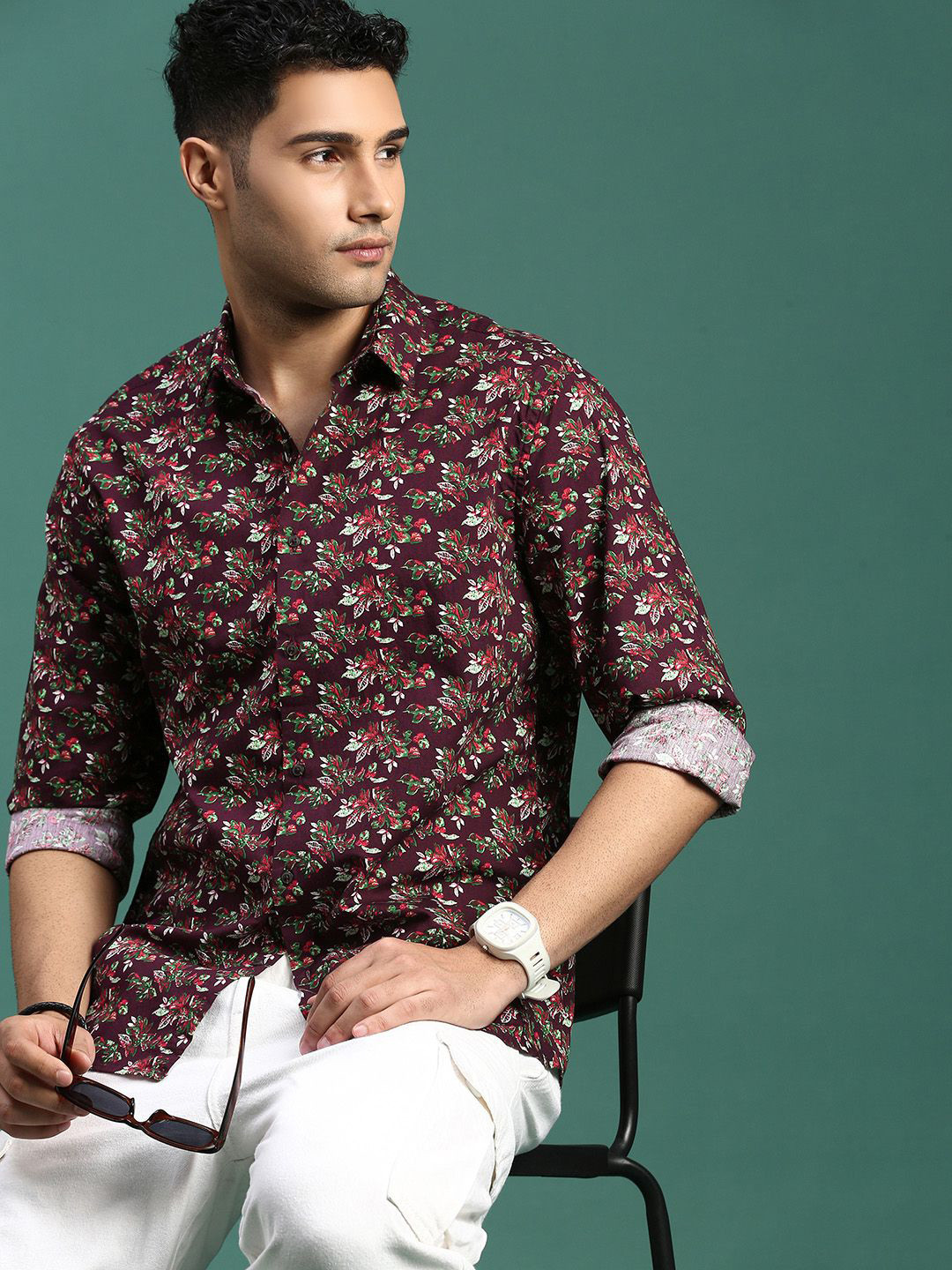 Buy SHOWOFF Men Standard Slim Fit Floral Printed Casual Shirt - Shirts ...