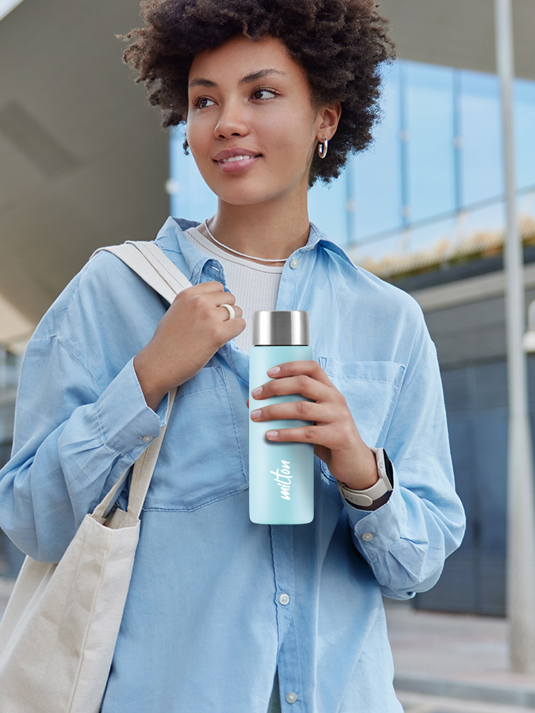 Buy Milton Bitsy 450 Light Blue Stainless Steel Water Bottle 430 Ml ...