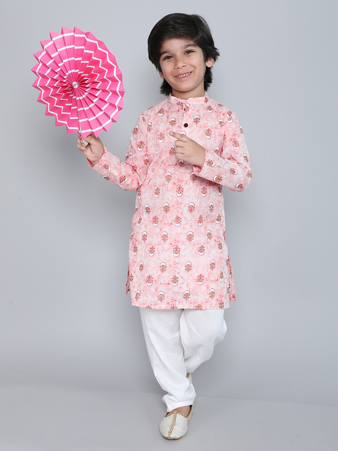 Buy The Magic Wand Boys Floral Printed Mandarin Collar Pure Cotton ...