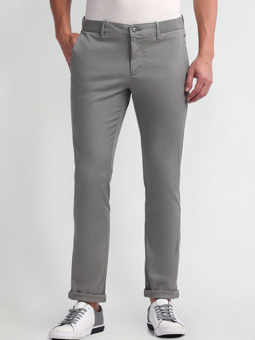 Buy Arrow Sport Men Solid Mid Rise Slim Fit Chinos Trousers - Trousers ...