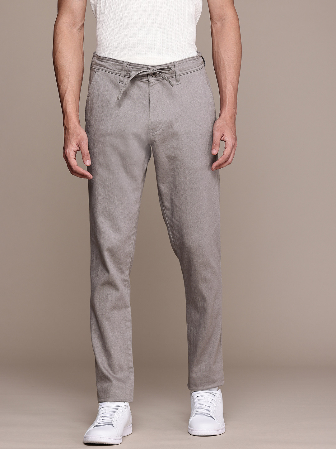Buy French Connection Men Slim Fit Solid Casual Chinos Trouser ...