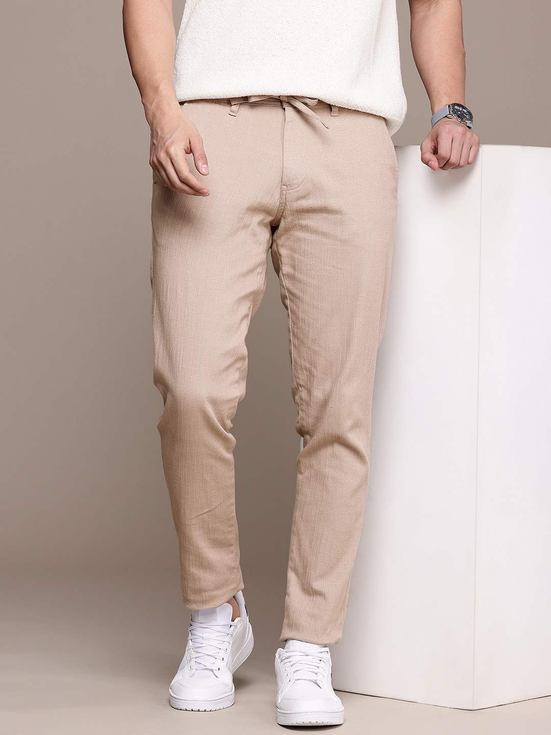 Buy French Connection Men Slim Fit Solid Casual Chinos Trouser ...